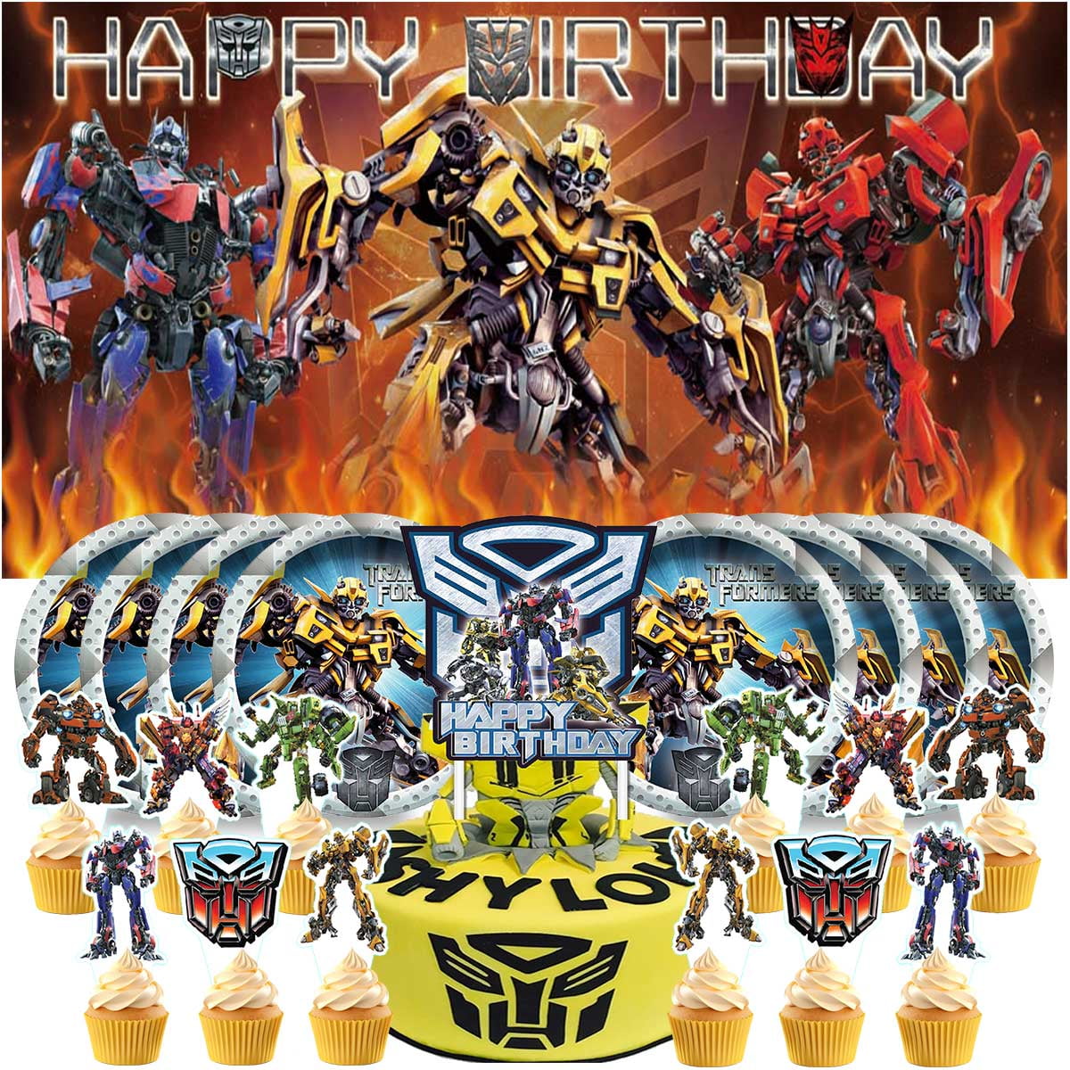 Transformer Plates Birthday Supplies Decorations Decor Backdrop Banner ...