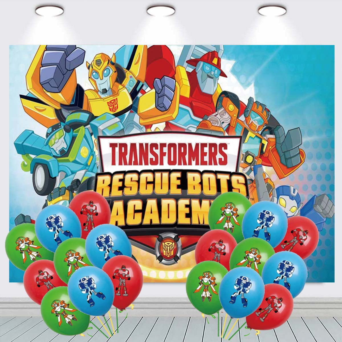 Transformers Rescue Bots Backdrop Balloons Banner Party Decorations ...