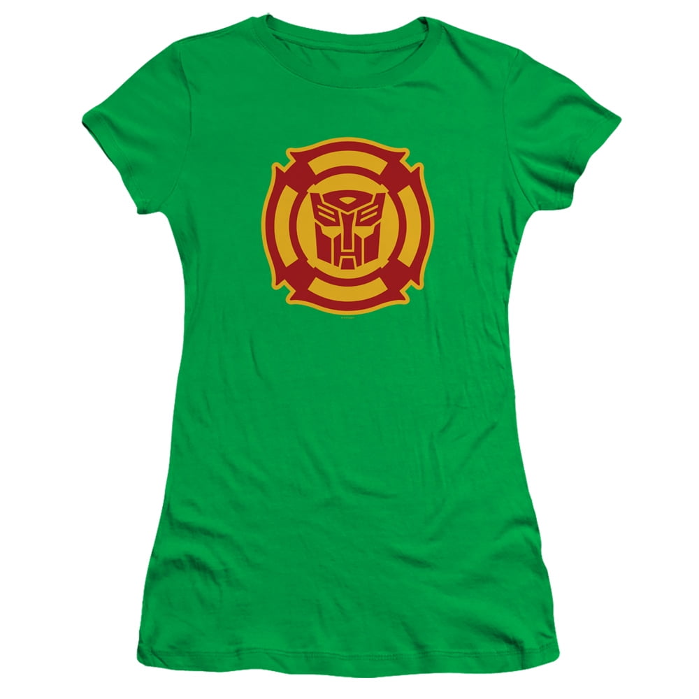 Transformers Rescue Bots Logo S/S Junior Women's T-Shirt Sheer Kelly ...