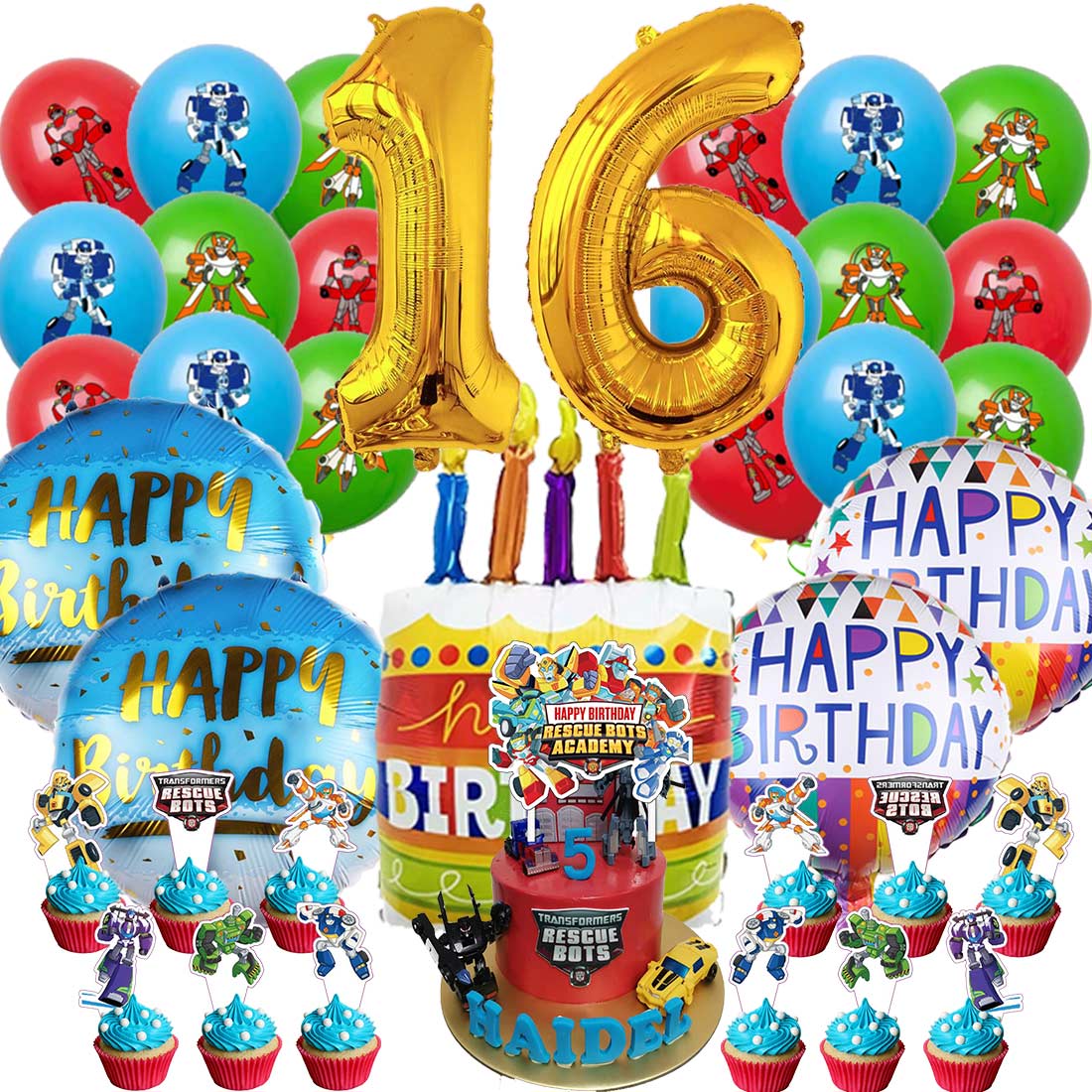 Transformers Rescue Bots Party Supplies 16th Decor Kit Balloons ...