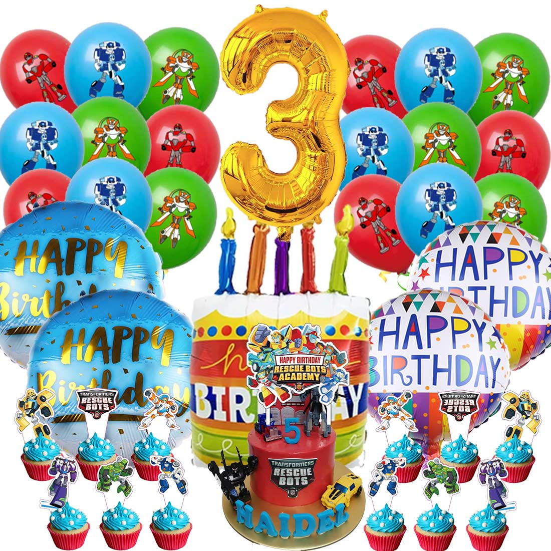 Transformers Rescue Bots Party Supplies 3rd Decor Kit Balloons Birthday ...