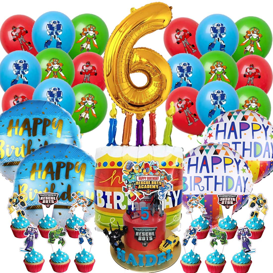 Transformers Rescue Bots Party Supplies 6th Decor Kit Balloons Birthday ...