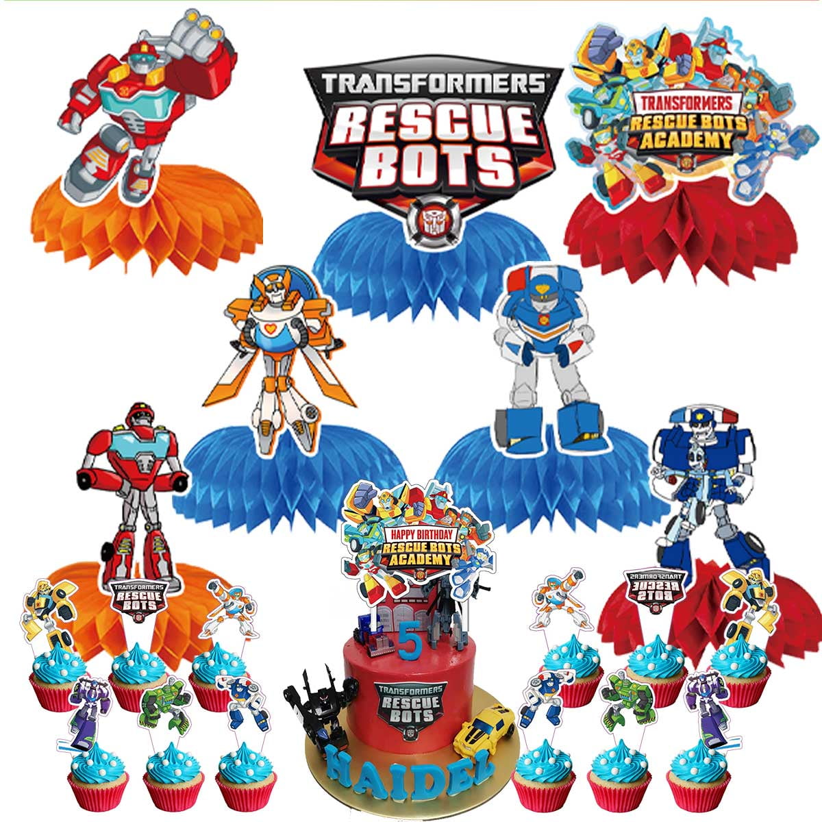 Transformers Rescue Bots Party Supplies Honeycomb Centerpieces Table ...