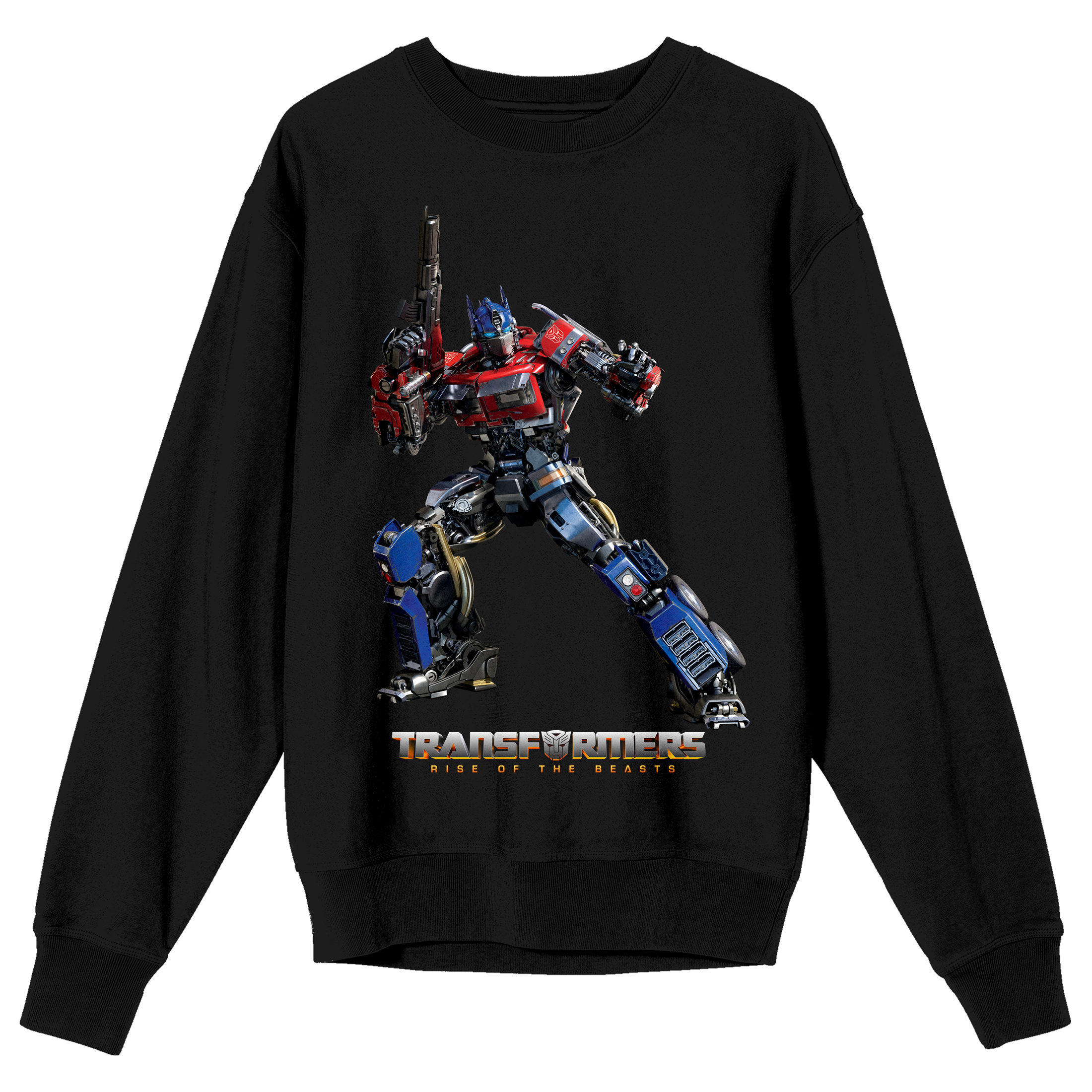 Transformers Rise Of The Beats Optimus Prime Holding Weapon Crew Neck ...