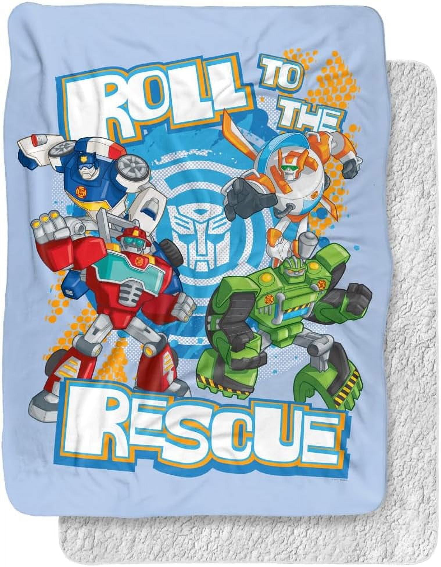 Transformers Roll to The Rescue 60"x80" Silky Touch Sherpa Back Super ...