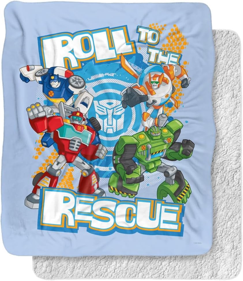 Transformers Roll to The Rescue Silky Touch Sherpa Back Super Soft ...