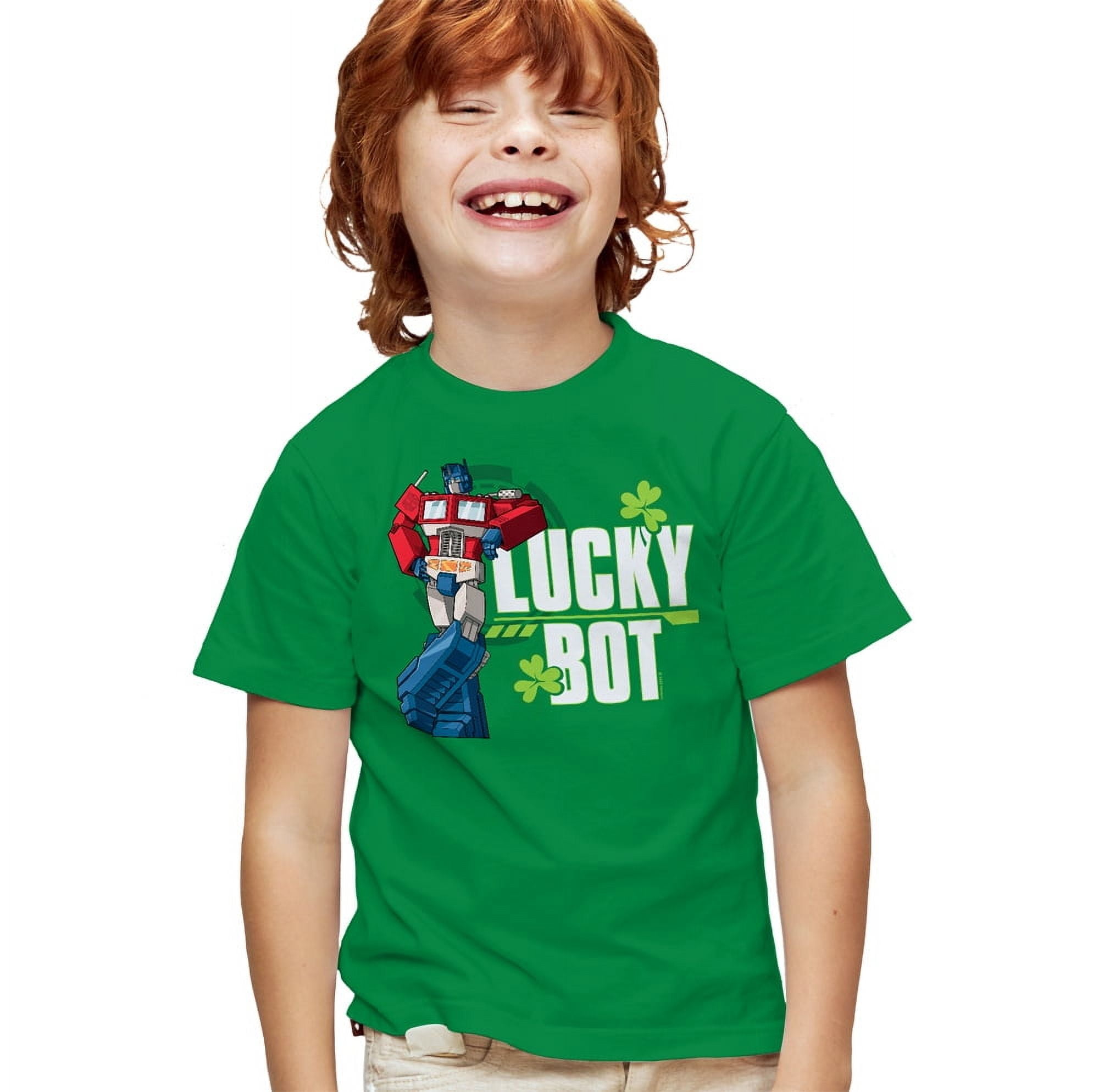 Transformers St Patrick's Day Optimus Prime Lucky Bot Kids T Shirt for ...