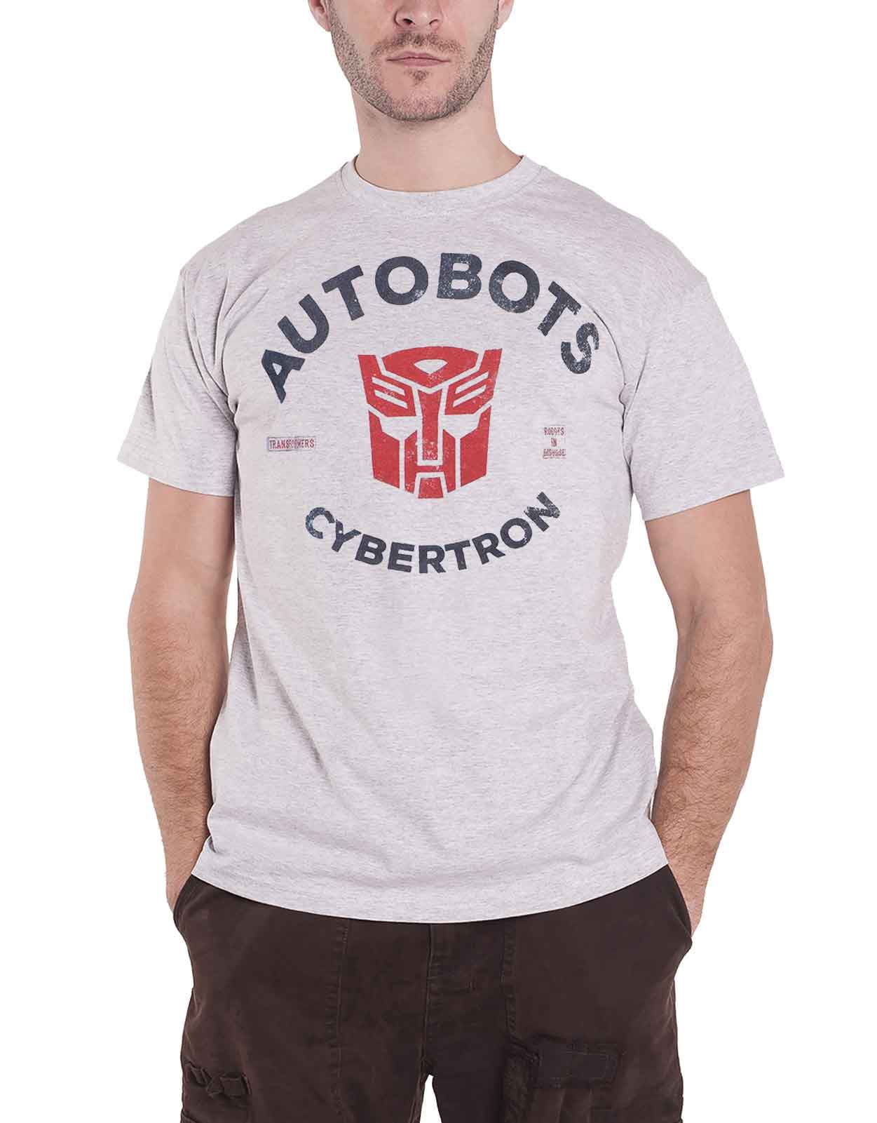 Transformers T Shirt Autobots Cybertron logo new Official Mens Grey ...