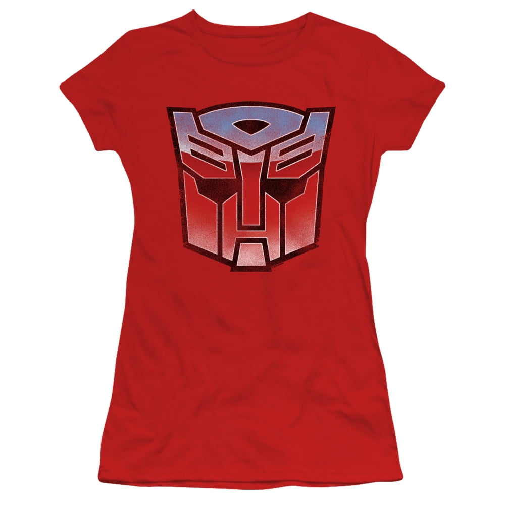Transformers Vintage Autobot Logo S/S Junior Women's T-Shirt Sheer Red ...