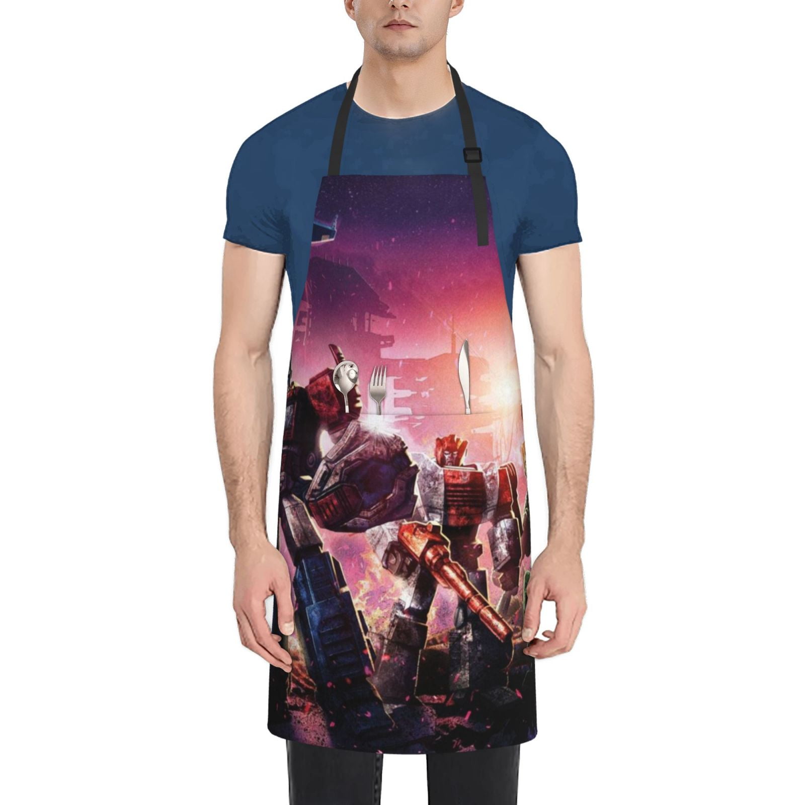 Transformers Waterproof Cooking Aprons, Adjustable Bib Soft Chef Apron ...