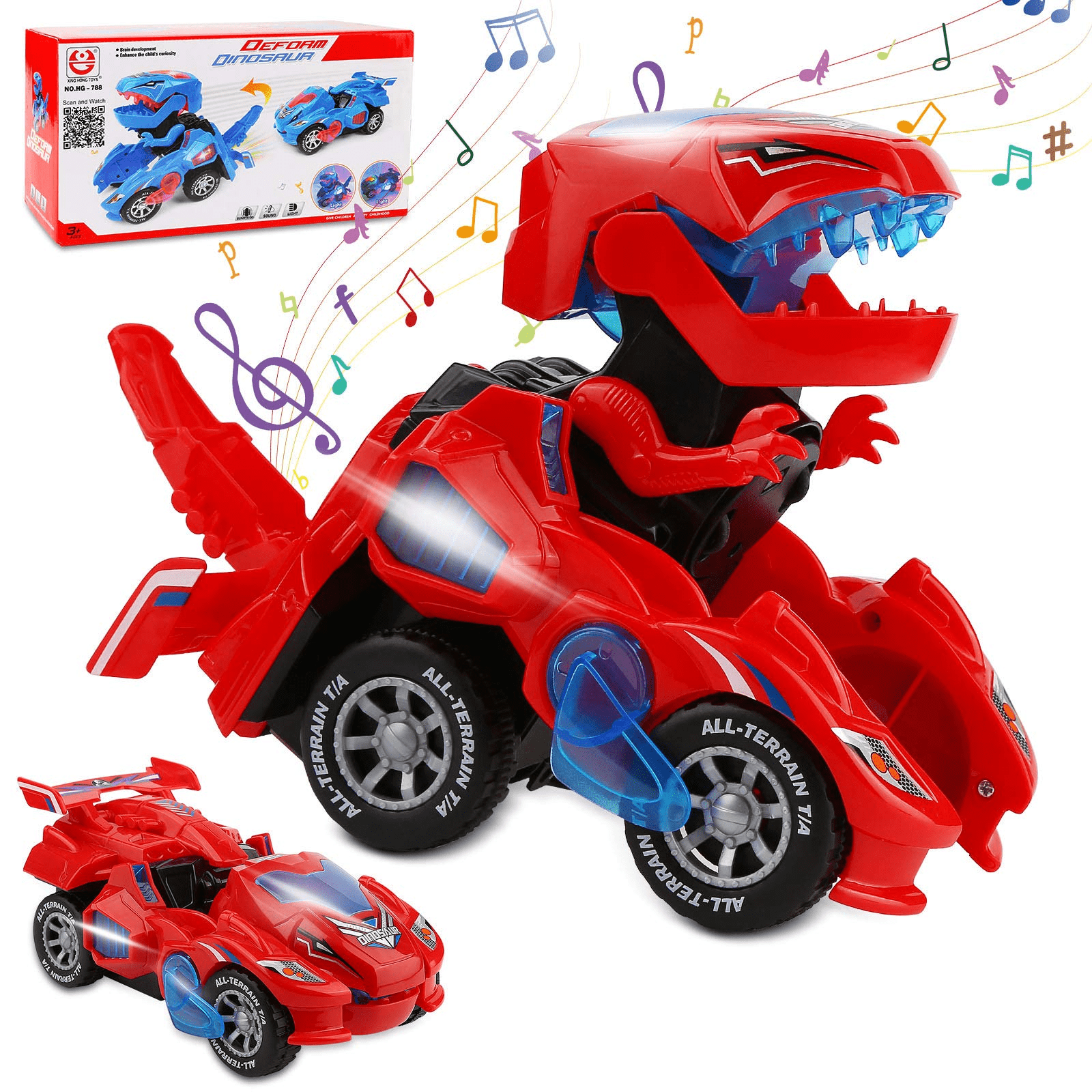 Transforming Dinosaur Car Toys, Transforming Dinosaur LED Car with ...