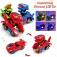 Transforming Dinosaur LED Car Dinosaur Transform Car Toy Automatic Dino ...