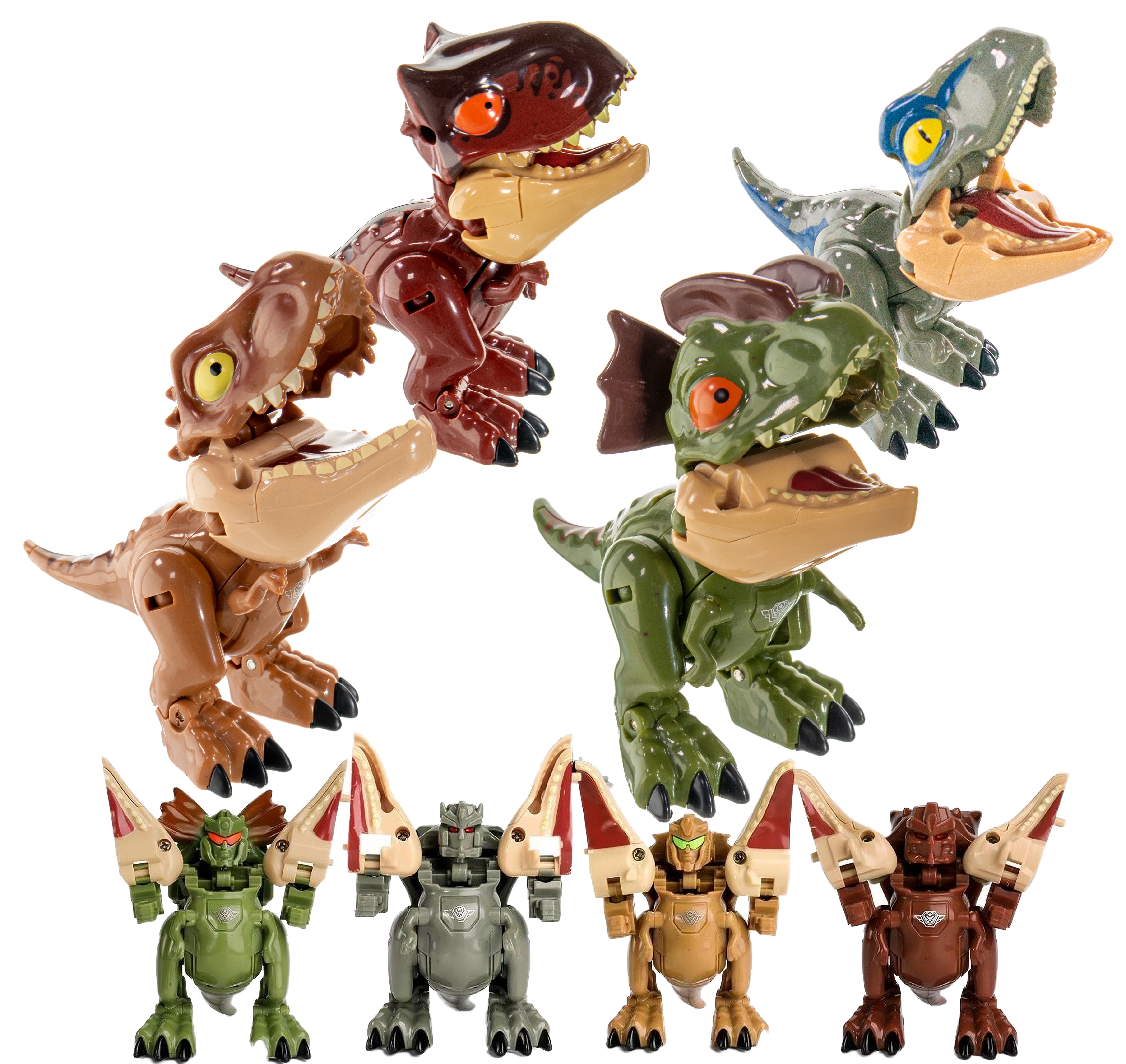 Transforming Dinosaur Robot Toys Large 4-Pack - 2-in-1 T-Rex ...