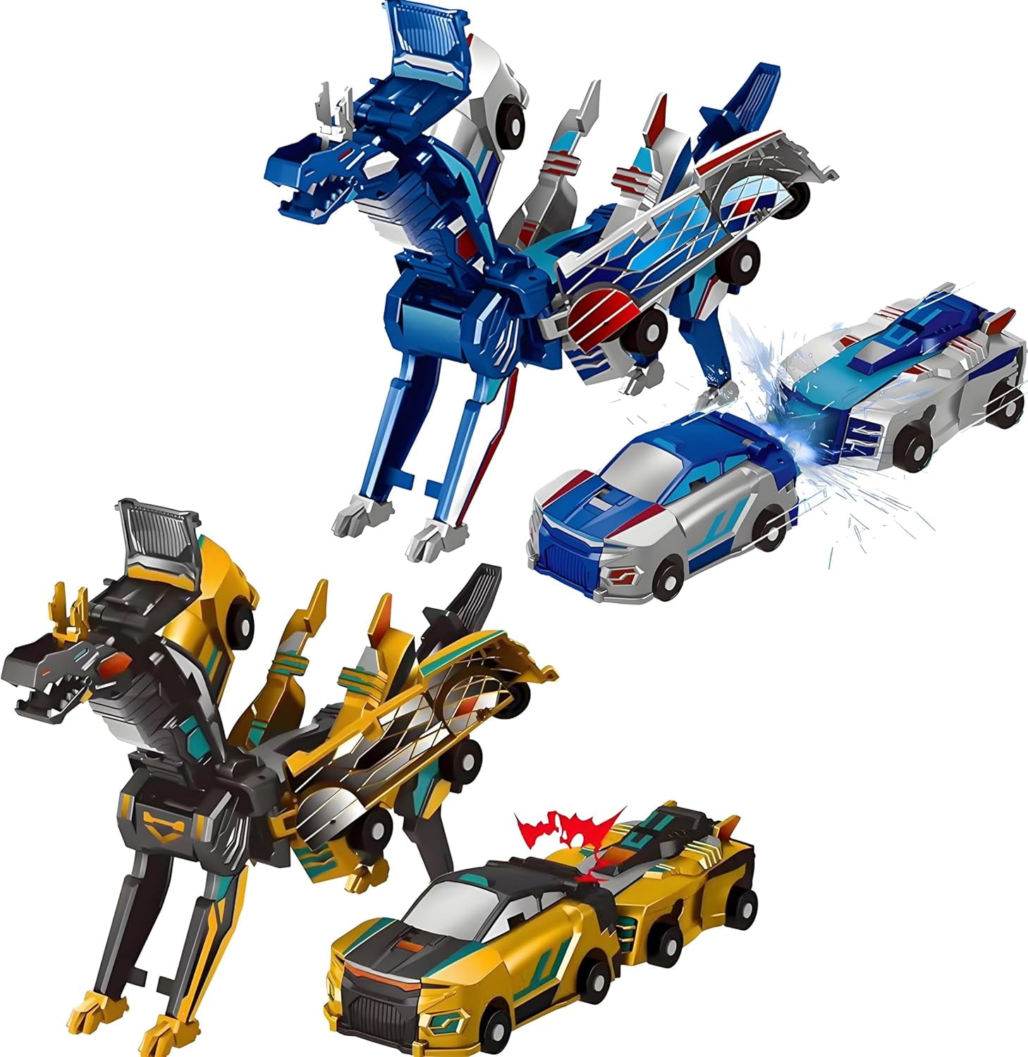 Transforming Dinosaur Toys，Transformation Car Toy with Collision ...