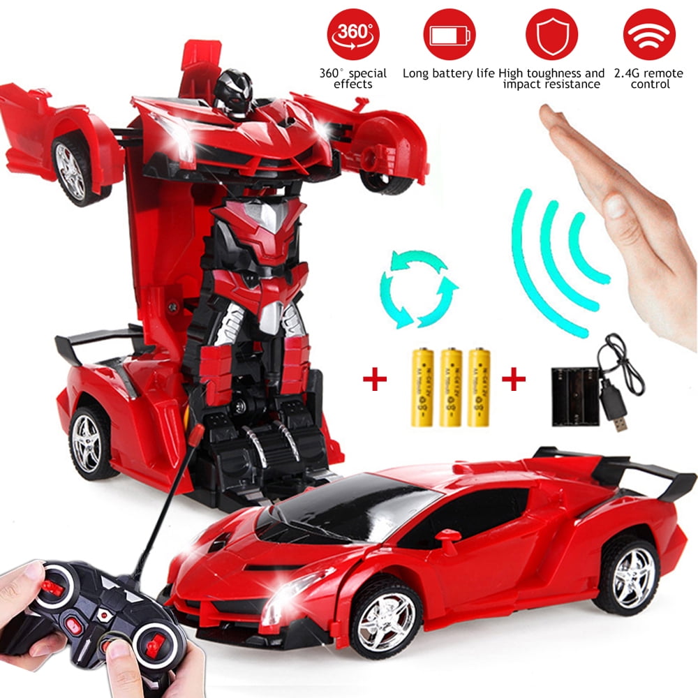 Transforming RC Car Robot Toy , Remote Control Car Toy w/ LED Lights ...