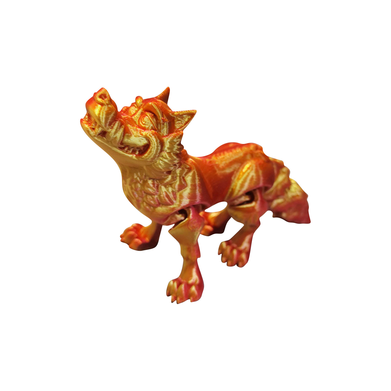 Transforming Wolf Action Figure Toy Metallic Red and Gold Dynamic ...