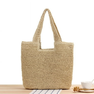Large Hand-woven Women's Straw Beach Tote Bag, Summer Shoulder Handbag ...