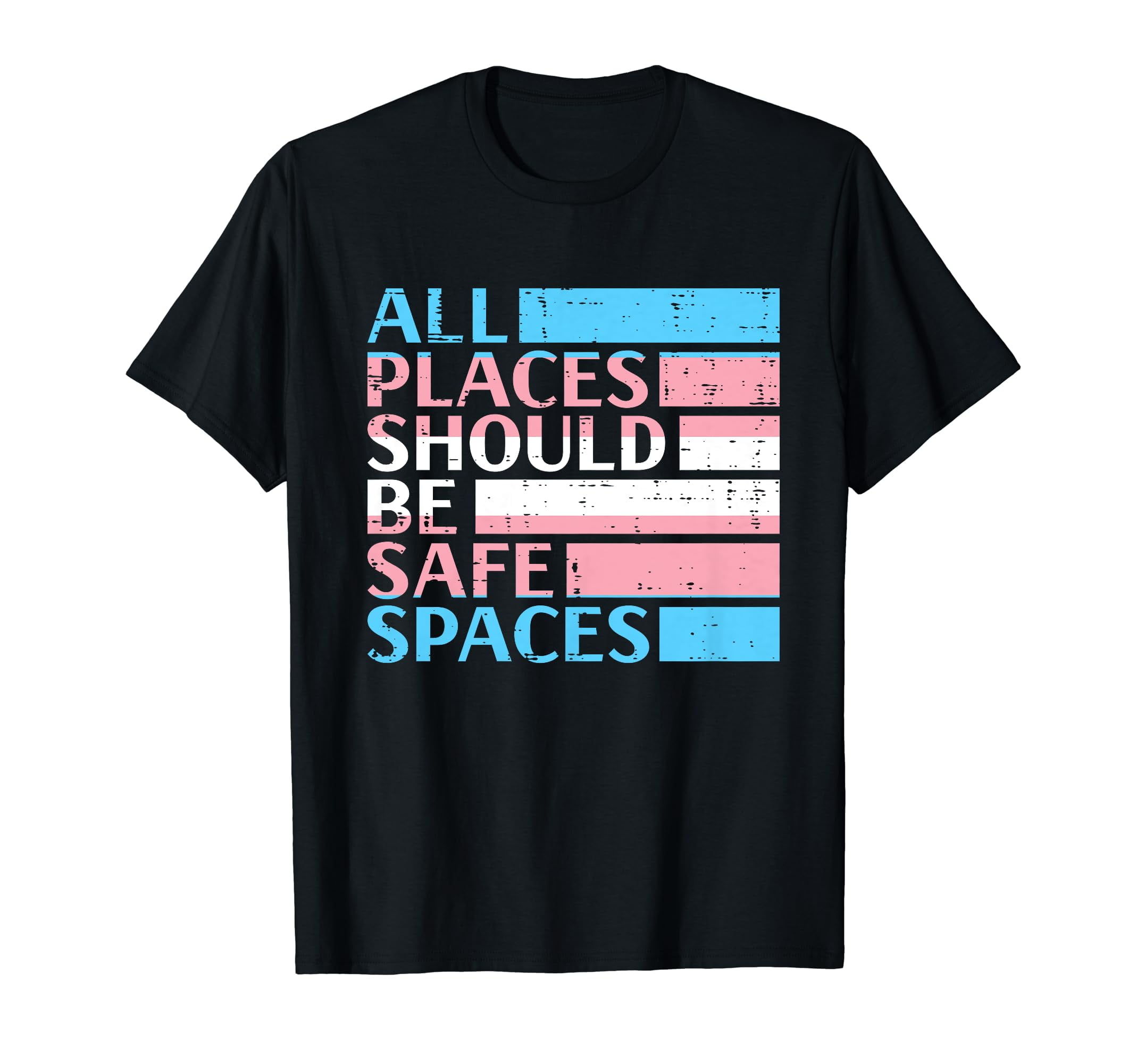 Transgender All Spaces Safe Trans Pride Flag LGBT Women Men T-Shirt ...