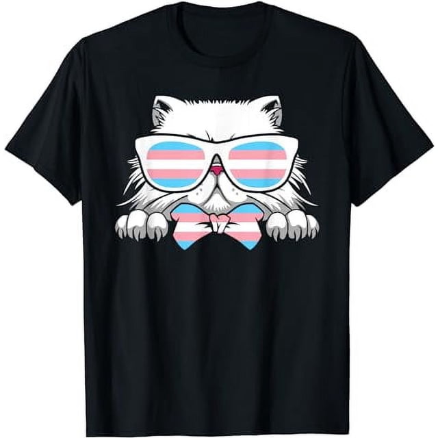 Transgender Cat Trans Pride Flag LGBTQ Gender Equality T-Shirt ...