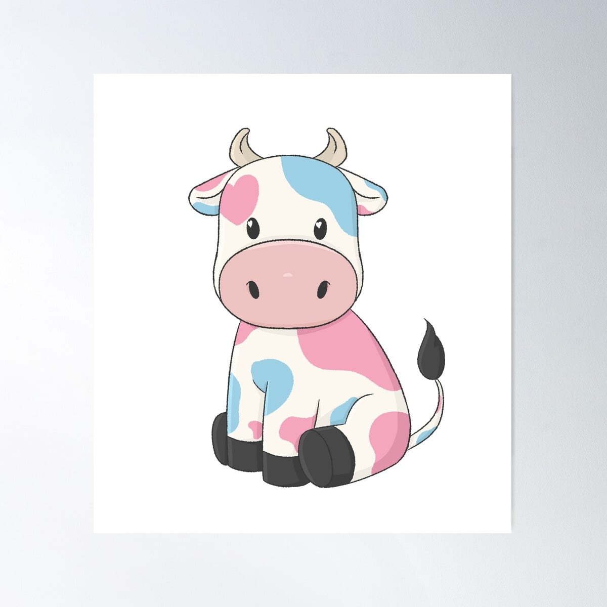Transgender Cow Cartoon Cute Lgbt Pride Flag Poster Wall Art, Modern ...