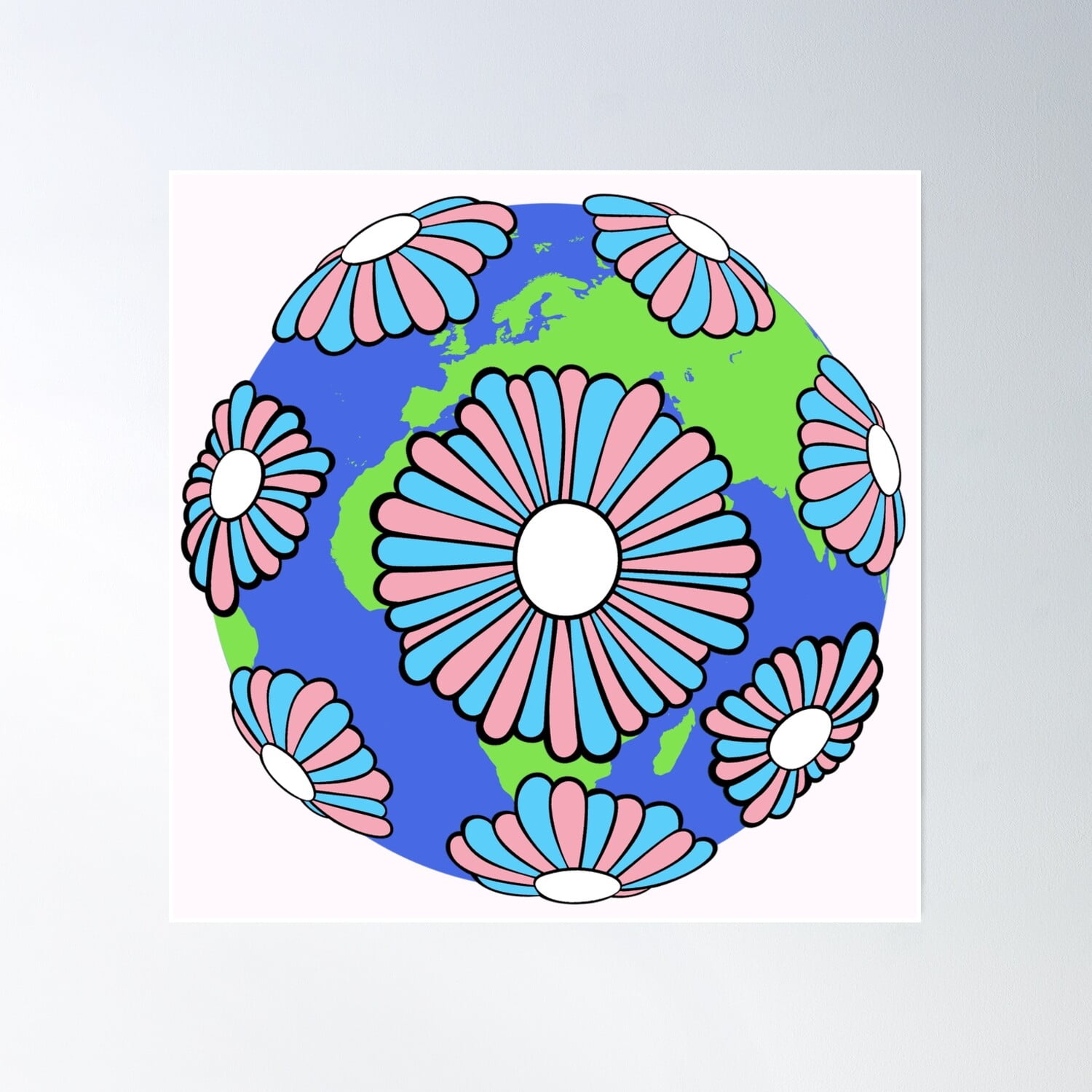 Transgender Flag Daisy Earth Poster Wall Art, Modern Wall Decor, 24x24 ...