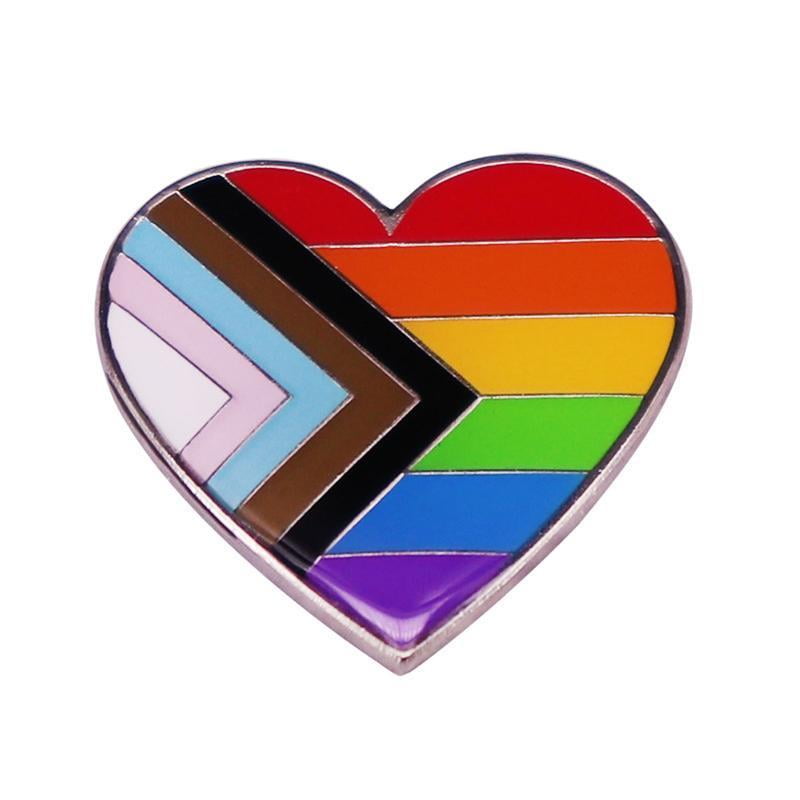 Transgender Flag Lapel Pin Rainbow Heart Brooch Progress Pride Support ...