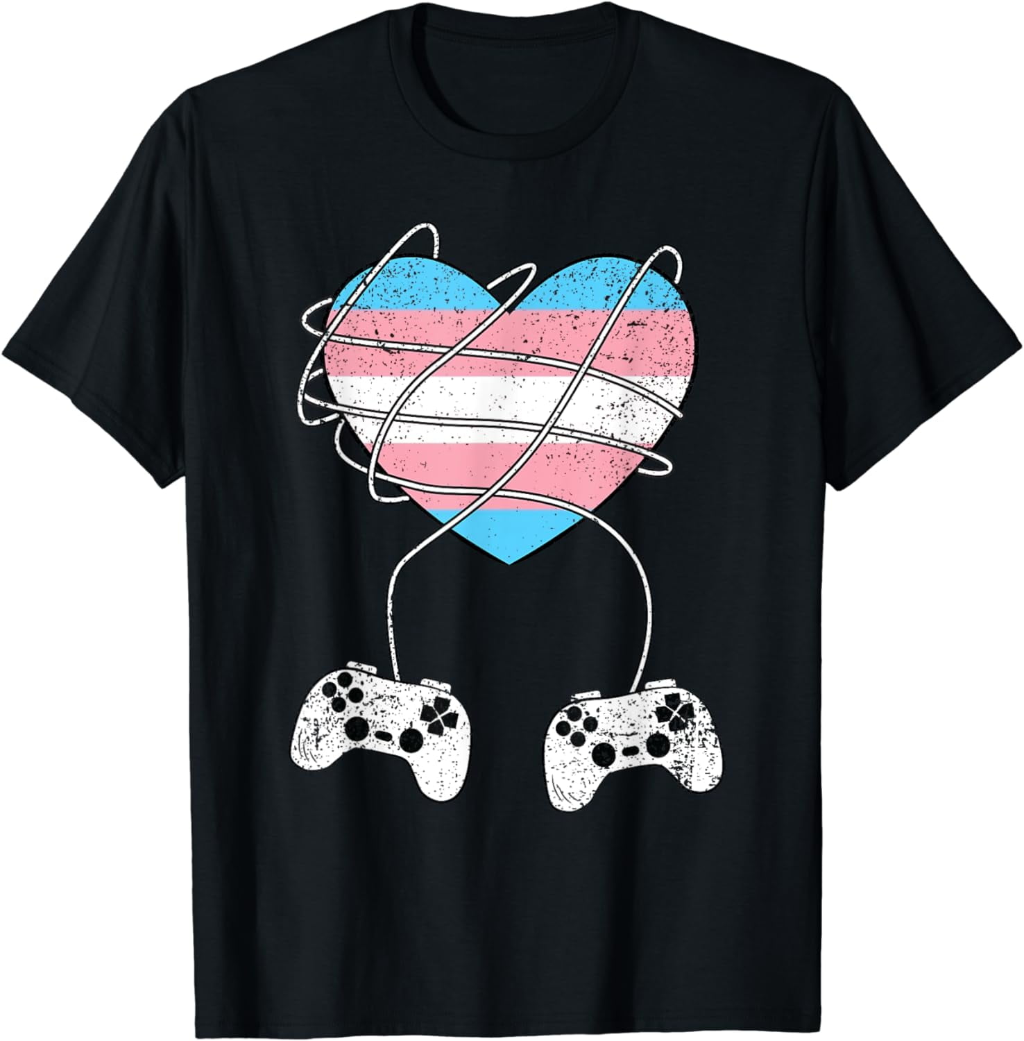 Transgender Heart Gamer LGBT-Q Pride Flag Gaymer Gaming T-Shirt ...