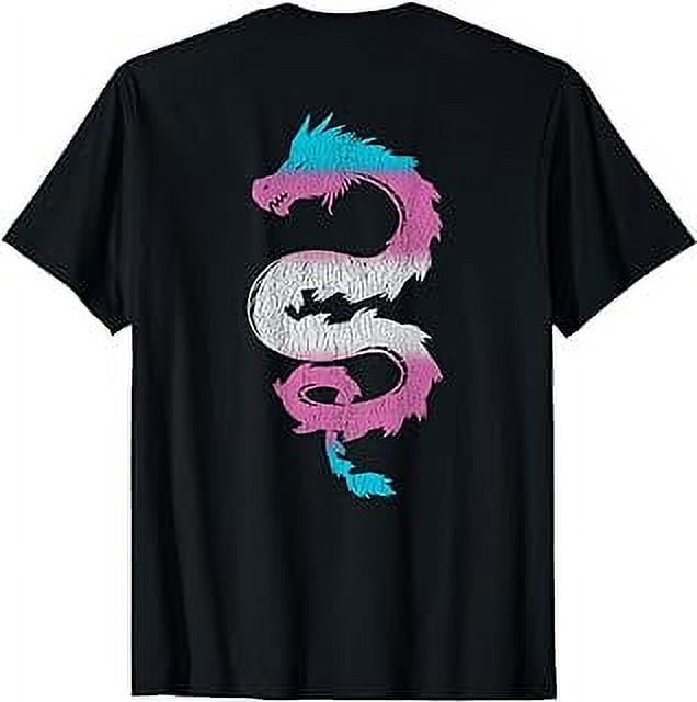 Transgender Japanese Dragon Trans Pride Flag Back Design T-Shirt ...