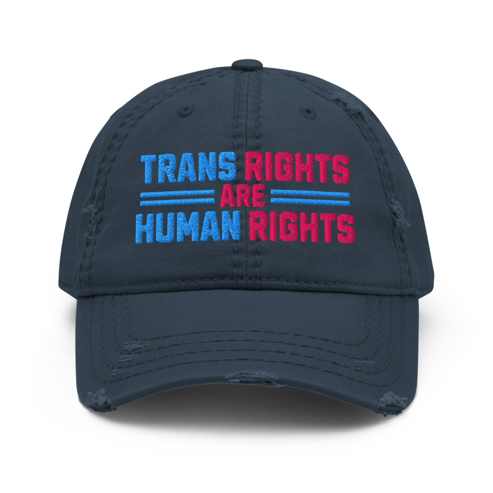 Transgender LGBTQ Equality Pride Embroidered Distressed Dad Hat, Trans ...
