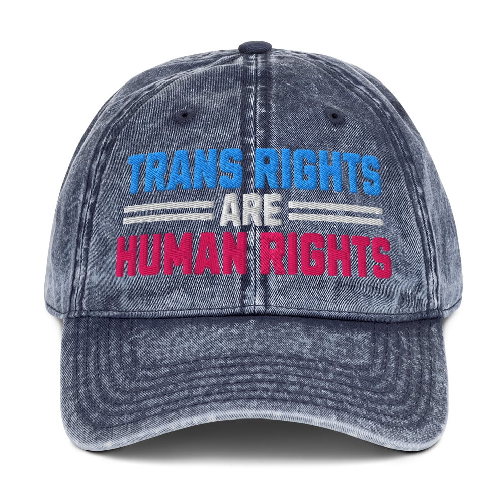 Transgender LGBTQ Pride Embroidered Vintage Cap, Trans Rights are Human ...