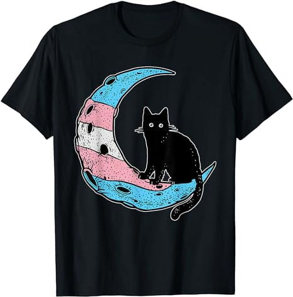 Transgender Moon Space Cat LGBT Pride with Trans Flag T-Shirt - Walmart.com