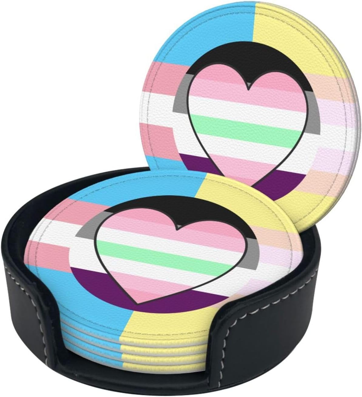 Transgender Pangender Asexual Pomoromantic Pride Flag Premium Leather ...