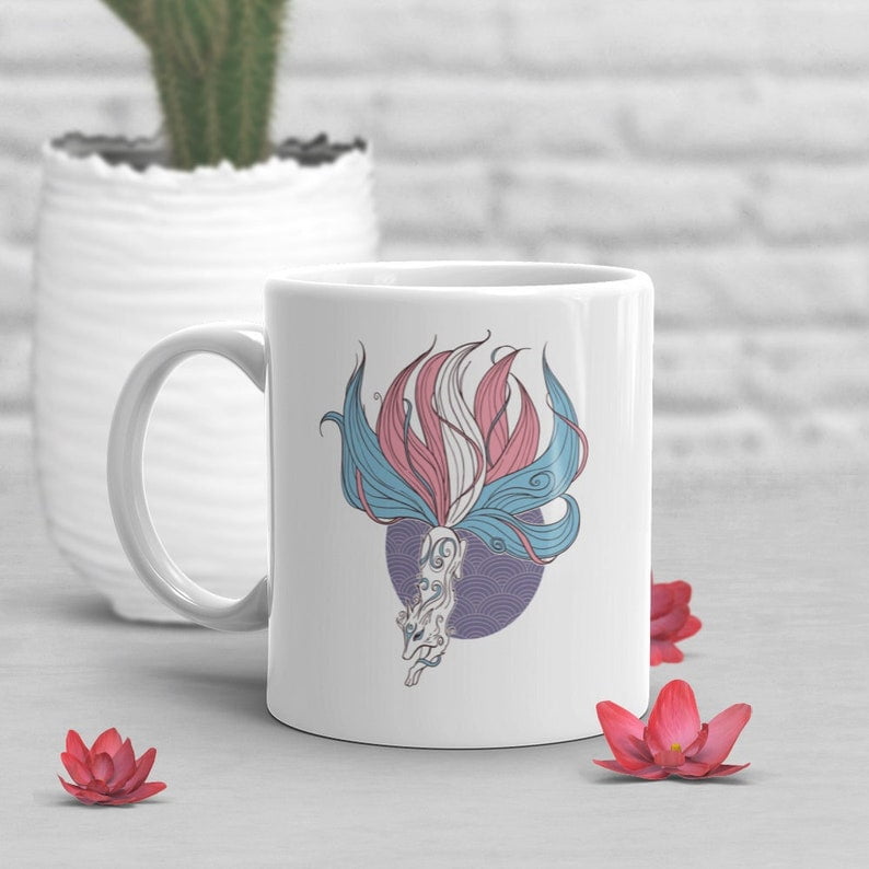 Transgender Pride Coffee Mug, Trans Flag Gift, Fox Kitsune Japan Anime ...