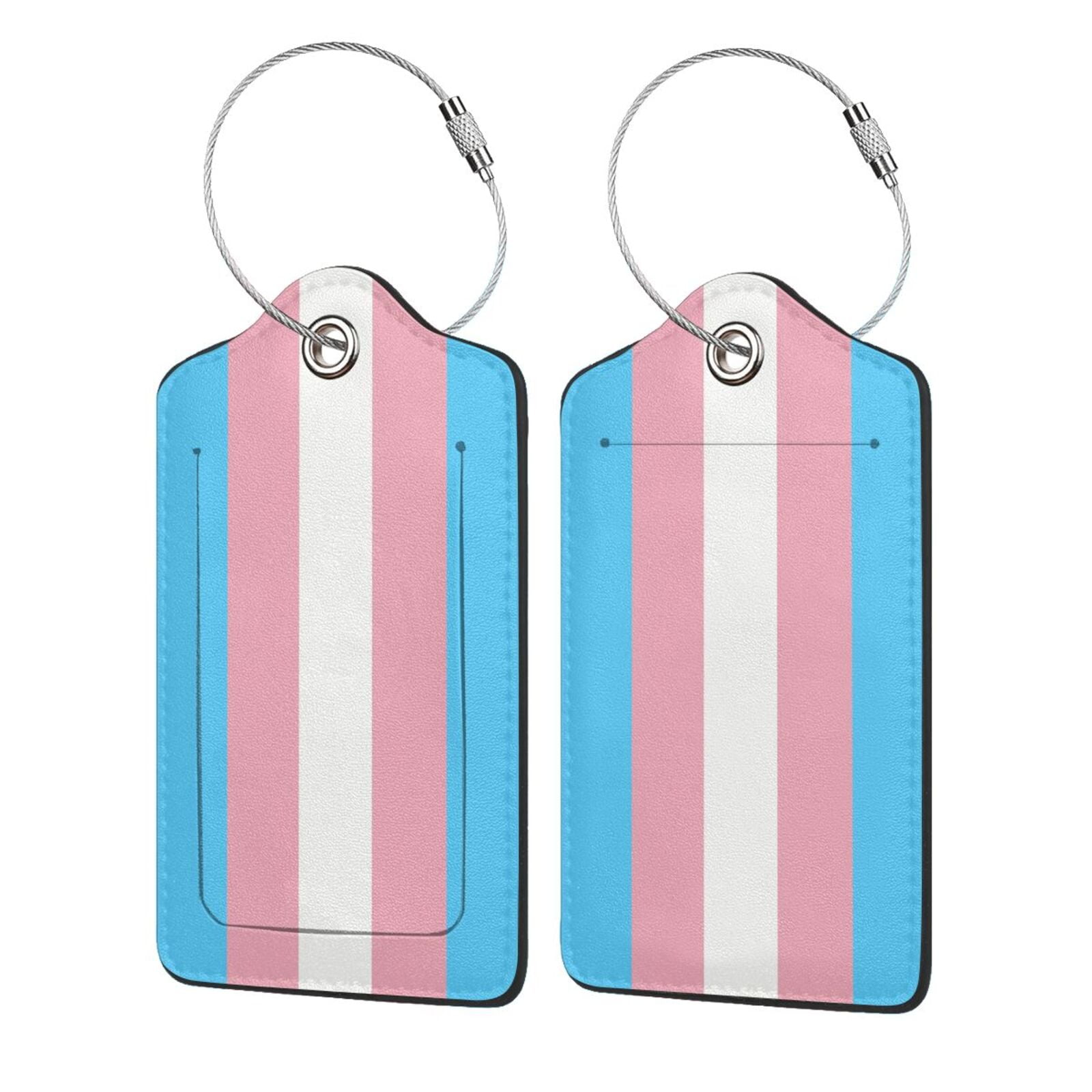 Transgender Pride Flag Luggage Tags for Suitcase PU Privacy Cover ID ...