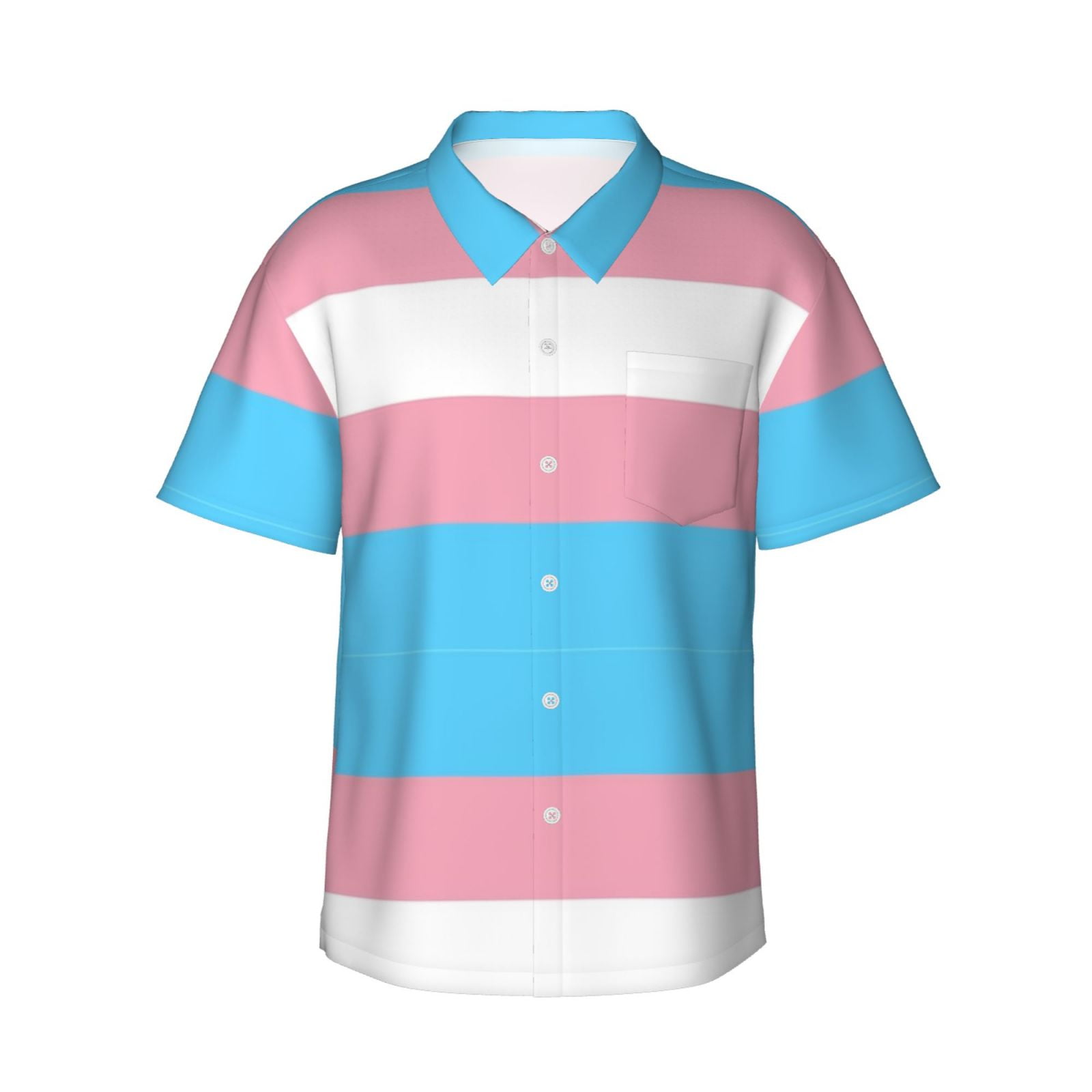 Transgender Pride Flag Mens Hawaiian Shirt Button Down Short Sleeve ...