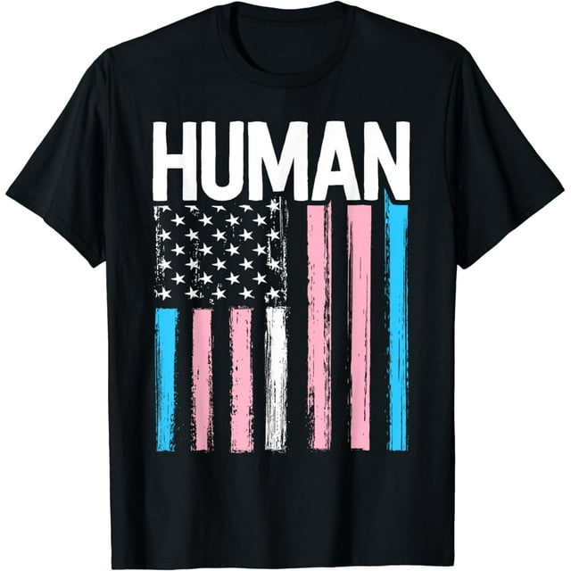 Transgender Pride Shirt Human LGBT Rainbow American Flag T-Shirt ...