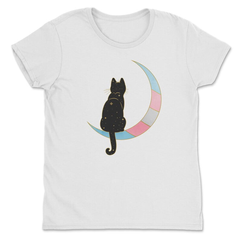 Transgender Pride Shirt Space Moon Cat Black Cat Subtle Trans Pride ...