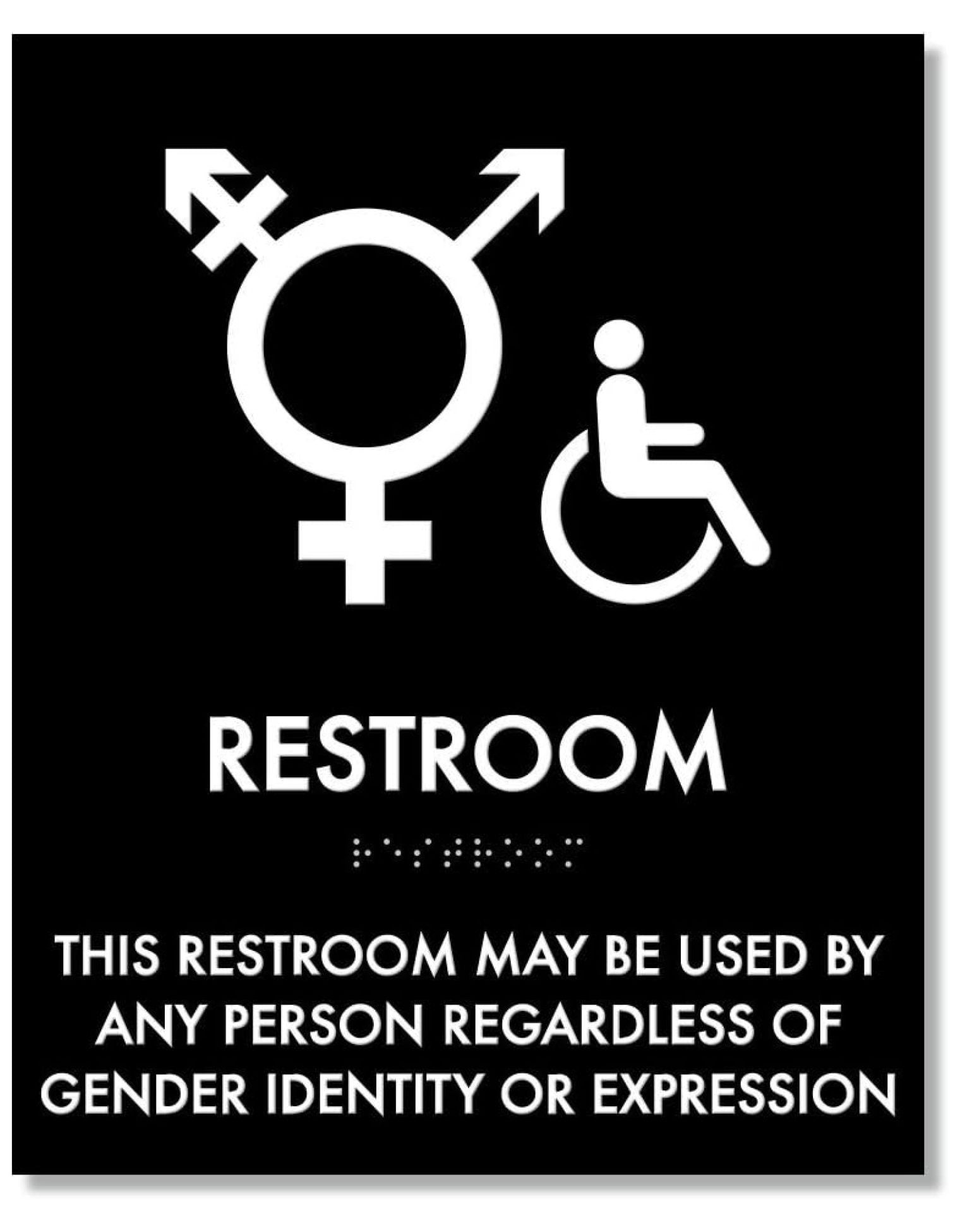 Transgender Symbol Handicap Restroom Sign 8" x 10" with Braille - ADA ...