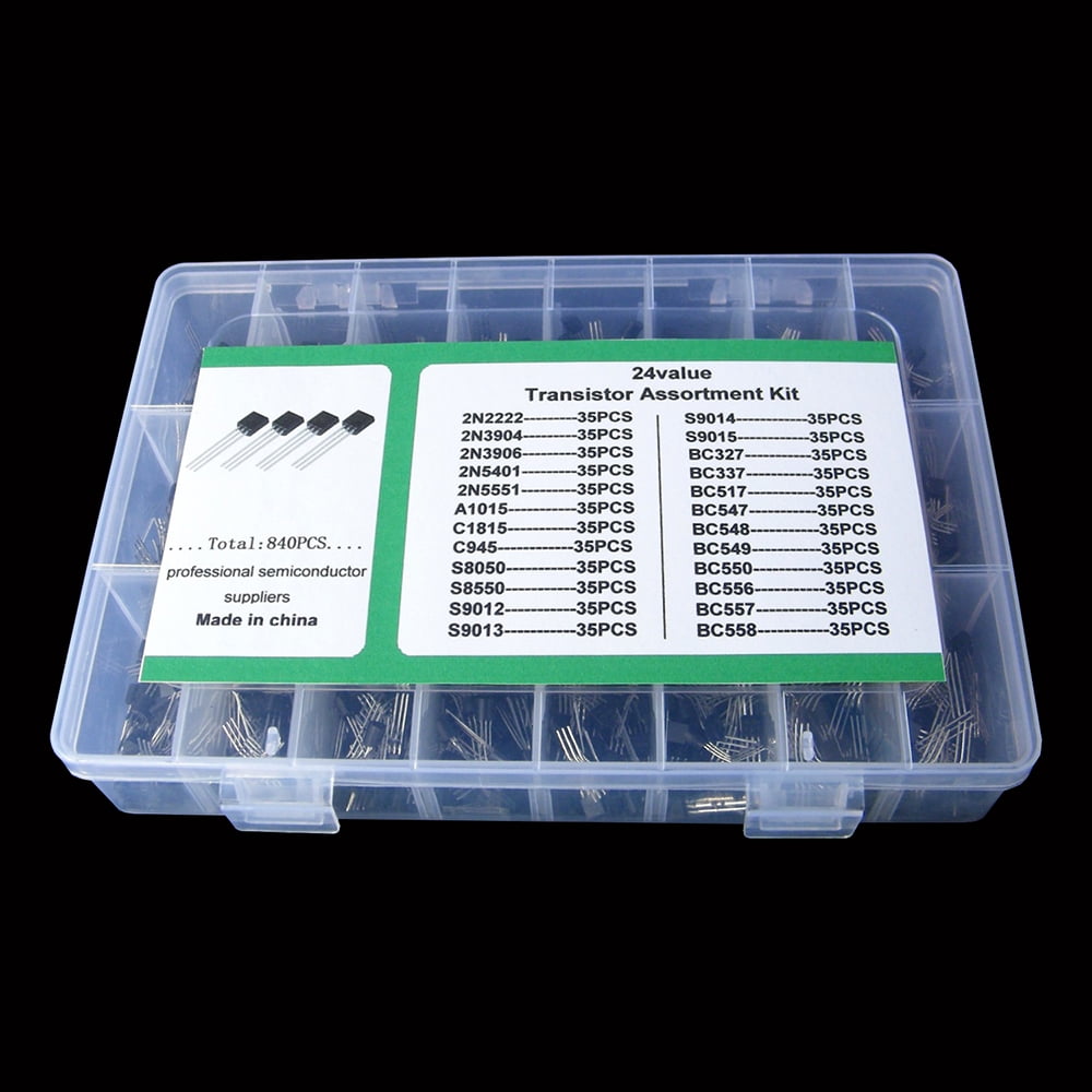 Transistors 840Pcs/Box 24Values TO-92 Transistor Assortment Kit BC327 BC337 BC547 2N2222 3904 ...