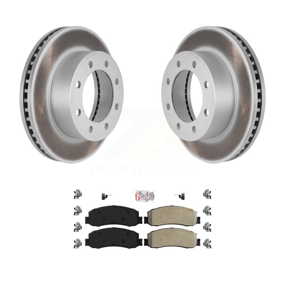 Transit Auto Front Coated Disc Brake Rotors and Semi-Metallic Pads Kit ...