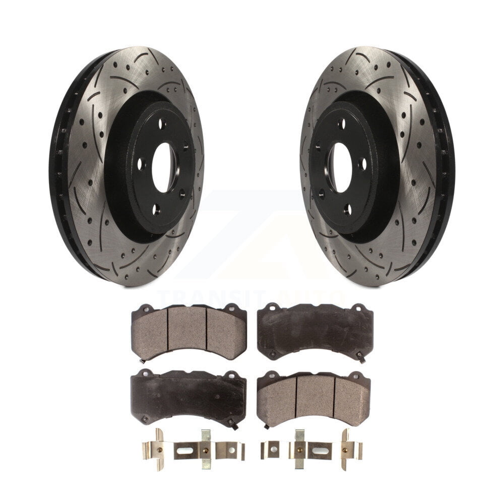 Transit Auto Front Coated Drilled Slotted Disc Brake Rotors and Ceramic ...