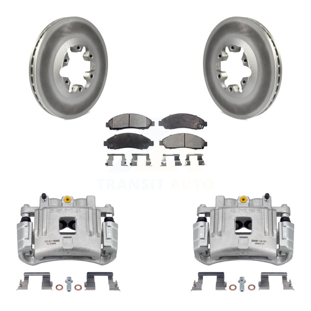 Transit Auto Front Disc Brake Caliper Coated Rotors and Ceramic Pads Kit for Car Chevrolet ...