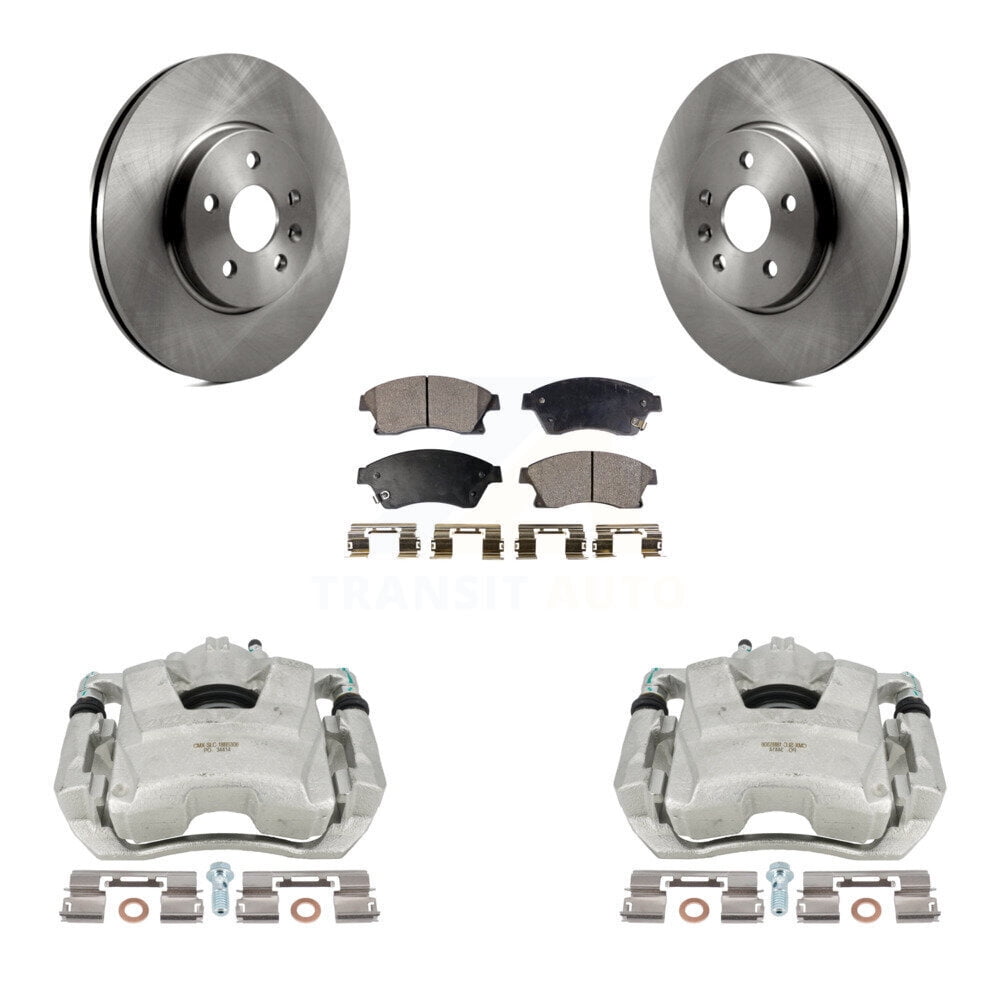 Transit Auto Front Disc Brake Caliper Rotors and Semi-Metallic Pads Kit ...