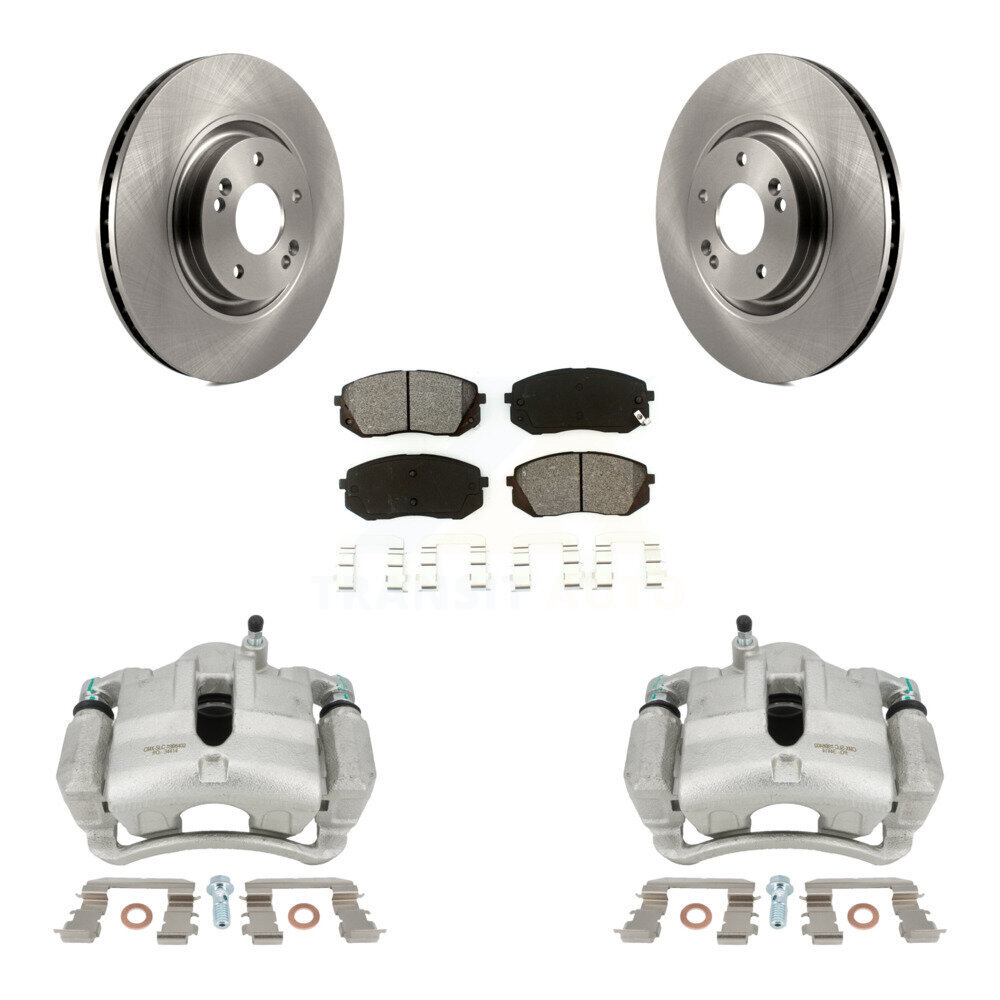 Transit Auto Front Disc Brake Caliper Rotors and Semi-Metallic Pads Kit ...