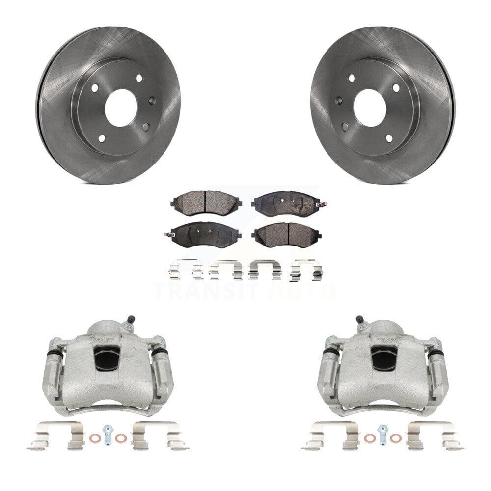 Transit Auto Front Disc Brake Caliper Rotors and Semi-Metallic Pads Kit ...