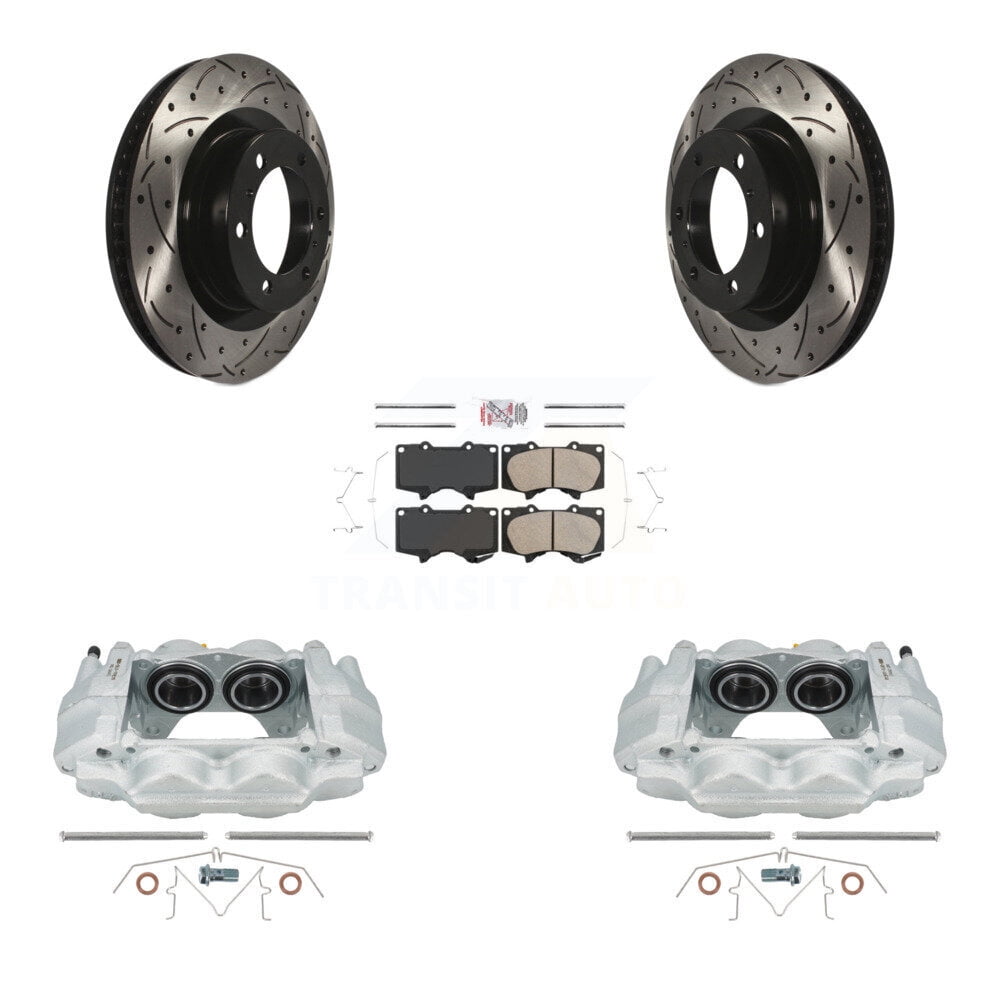 Transit Auto Front Disc Brake Coated Caliper Drilled Slotted Rotors and ...
