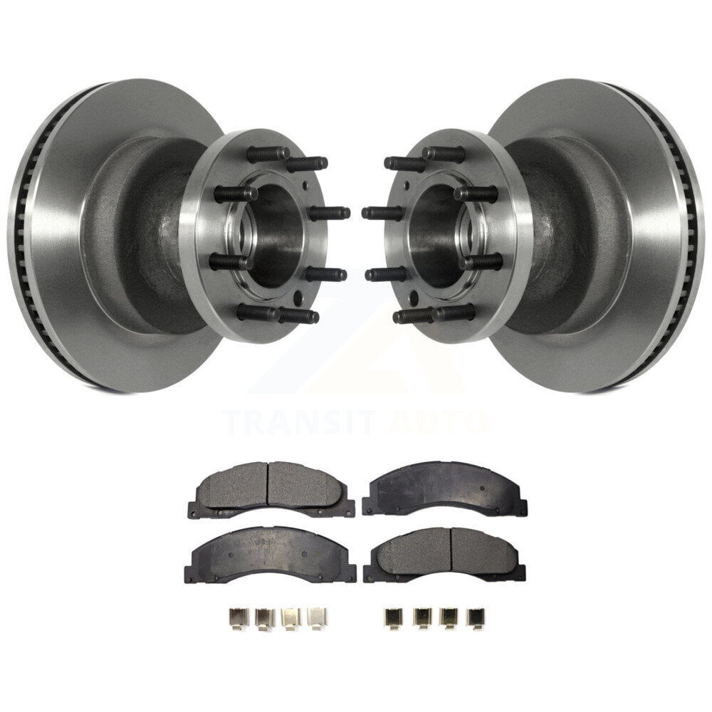 Transit Auto Front Disc Brake Rotors Hub Assembly and Ceramic Pads Kit ...