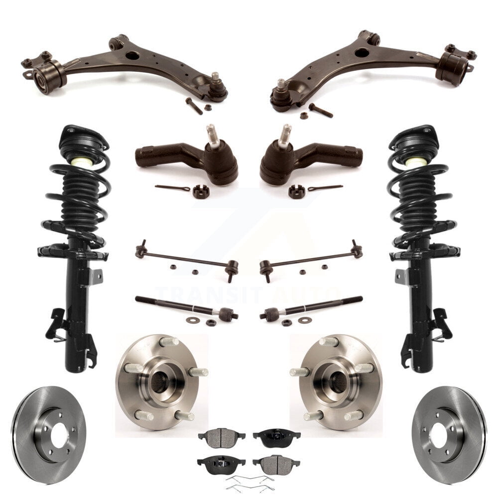 Transit Auto Front Disc Rotors Brake Pads Hub Bearings Control Arms Tie ...