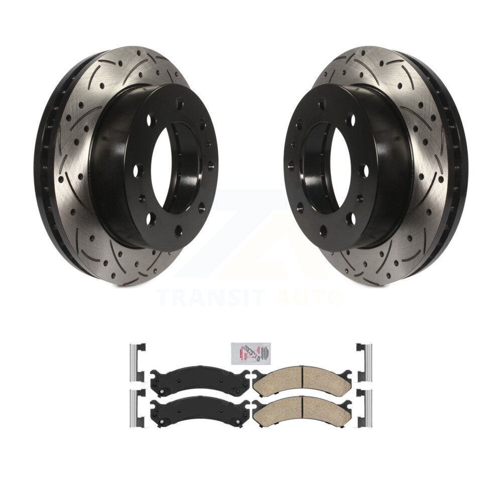 Transit Auto Front Drilled Slot Disc Brake Rotor Ceramic Pad Kit for ...