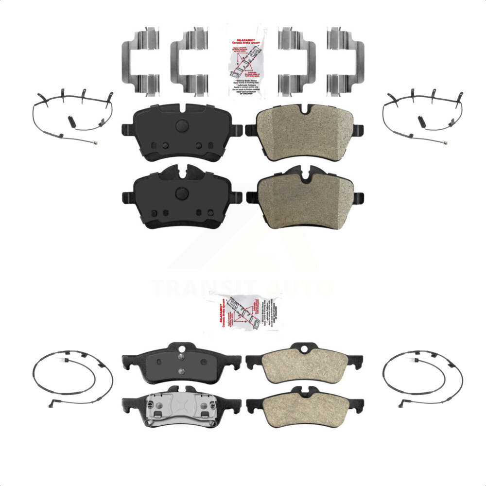 AmeriBRAKES Front Rear Ceramic Disc Brake Pads and Wear Sensors Kit for ...